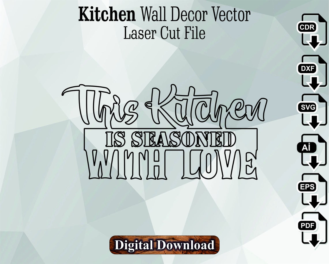 Kitchen Laser Cut Wall Decor Vector Svg Cdr Dxf Ai Pdf Eps - Etsy
