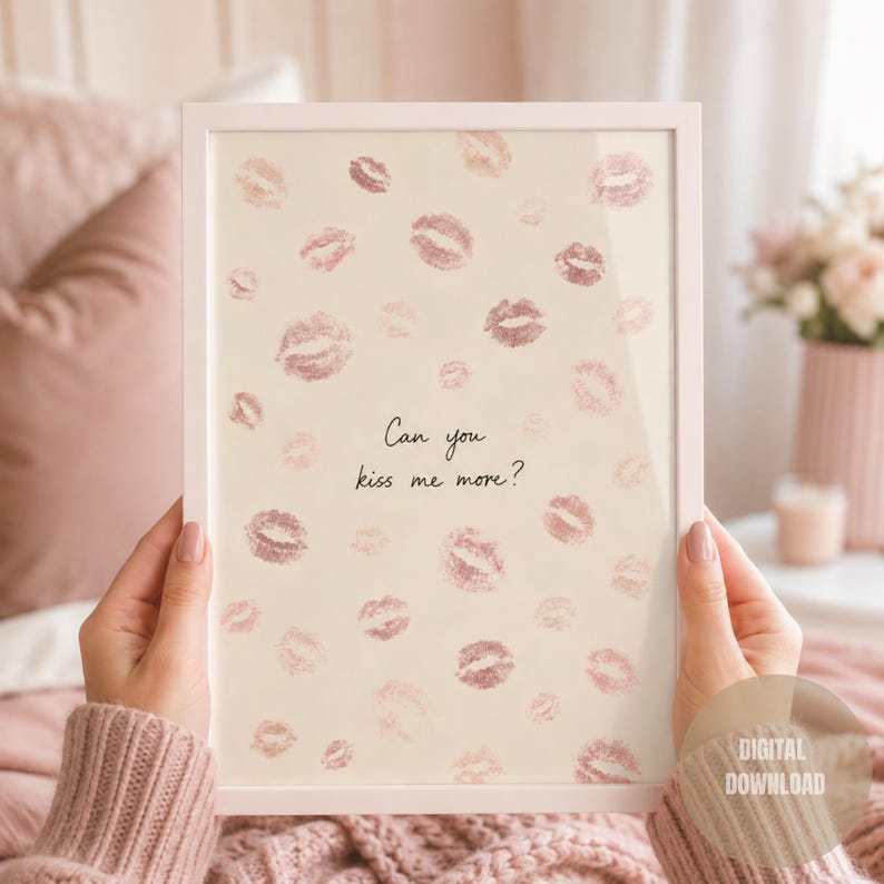 Kiss Me More Print: Romantic Quote Typography Wall Art (digital ...