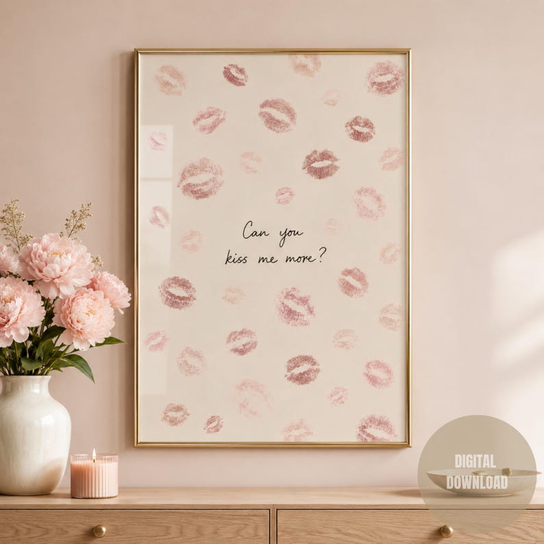 Kiss Me More Print: Romantic Quote Typography Wall Art (digital ...