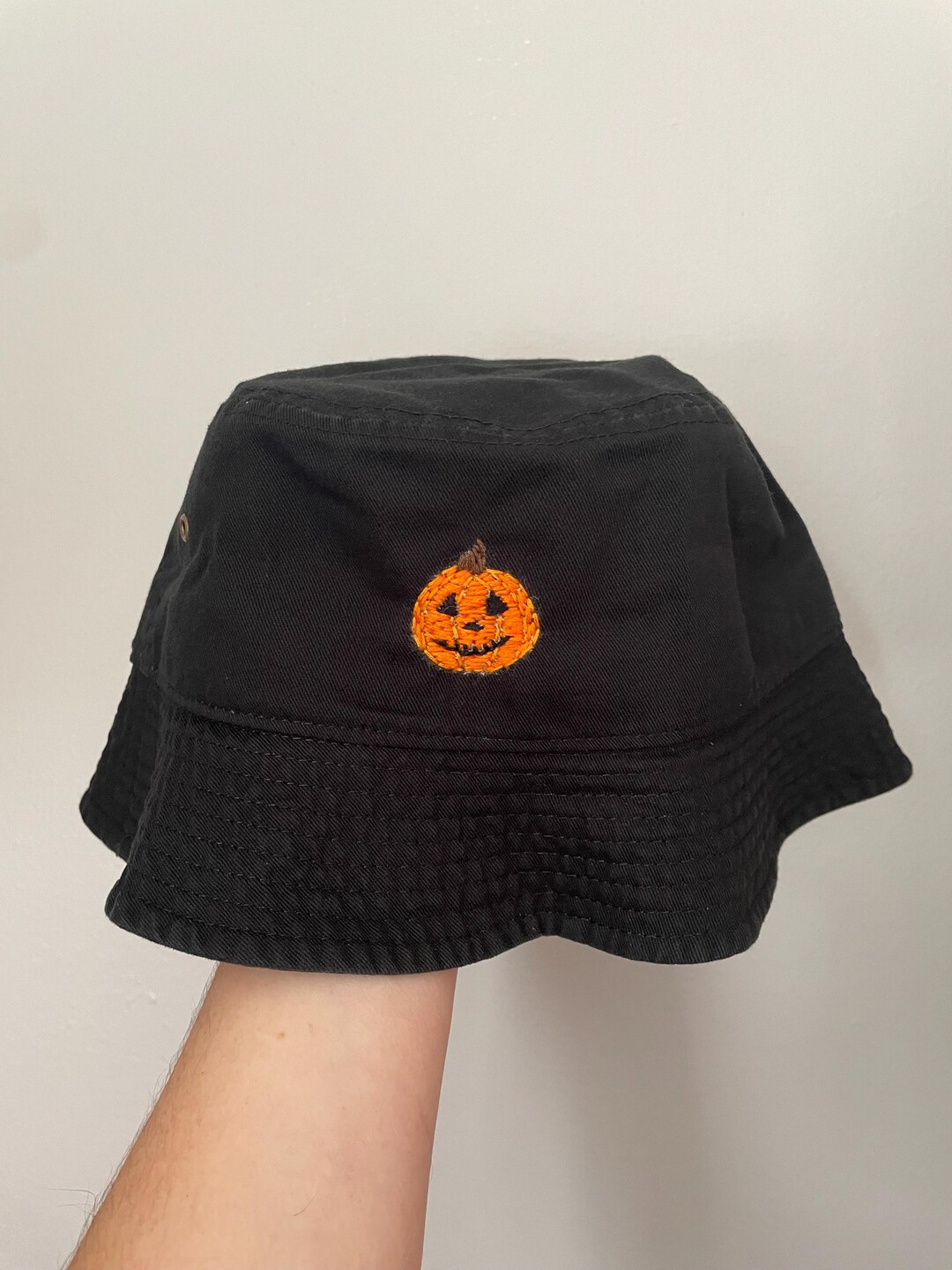 Jack O Lantern Pumpkin Bucket Hat Hand Embroidered | Comfy Fall Festive ...