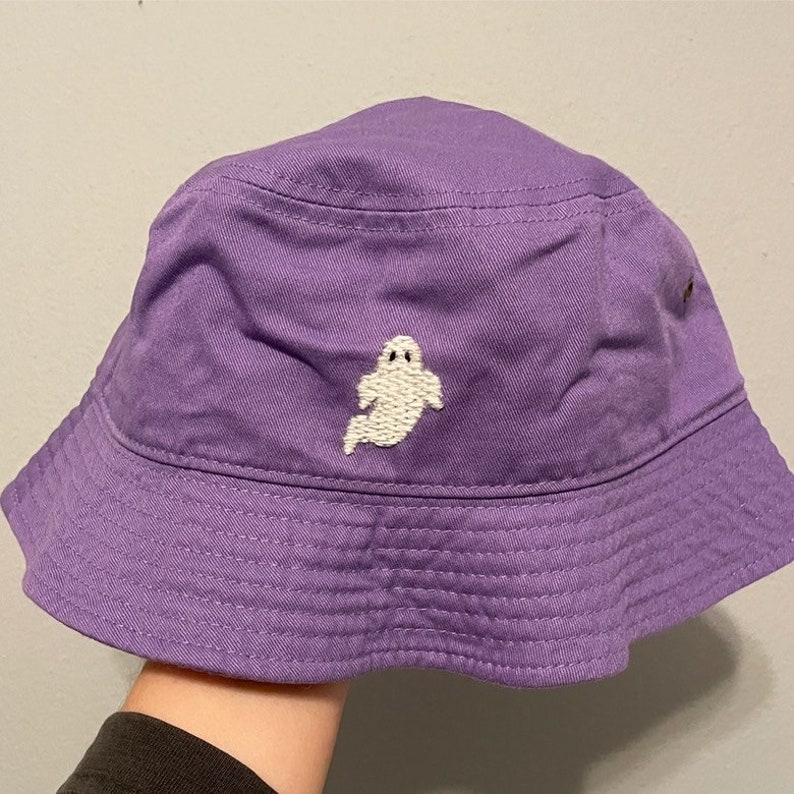 Hand Embroidered Ghost Bucket Hat | Customizable Halloween Cap - Etsy