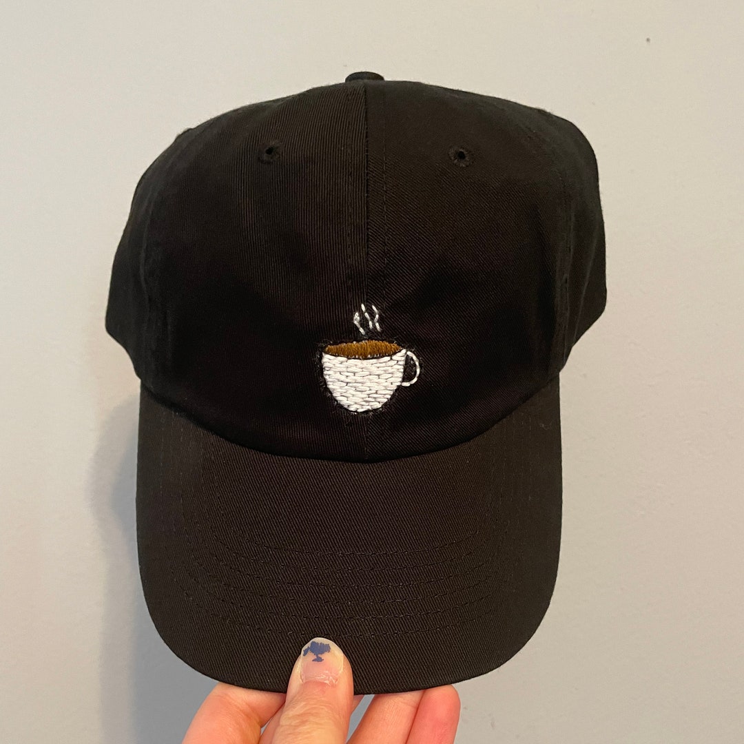 Coffee Cup Hand Embroidered Baseball Cap Dad Hat | Coffee Mug ...