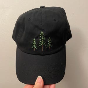 Hand Embroidered Evergreen Tree Baseball Cap: Minimalist Cotton Hat - Etsy