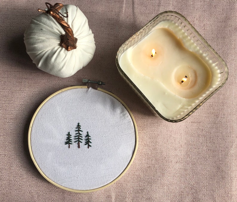 Evergreen Trees With Minimal Design on Hand Embroidered Beanie | Etsy