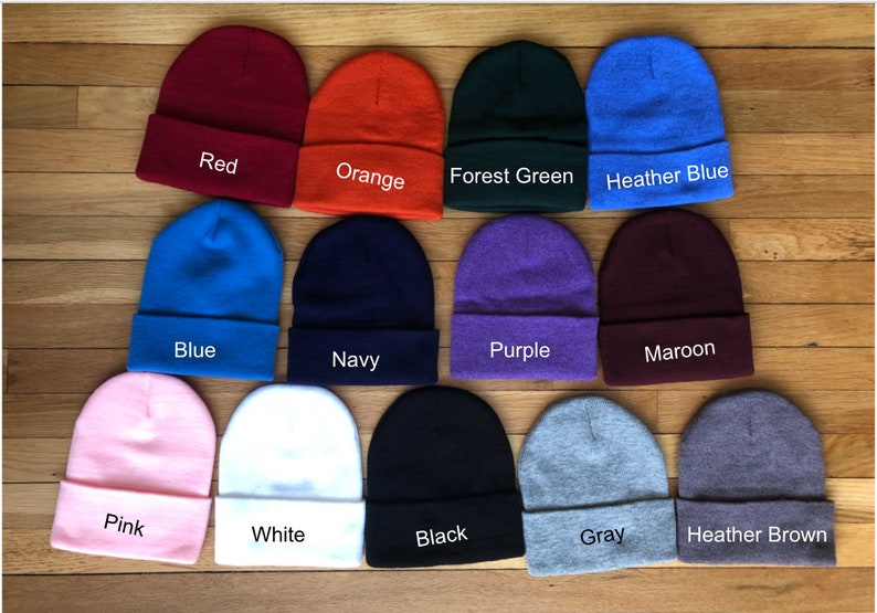 Evergreen Trees With Minimal Design on Hand Embroidered Beanie | Etsy