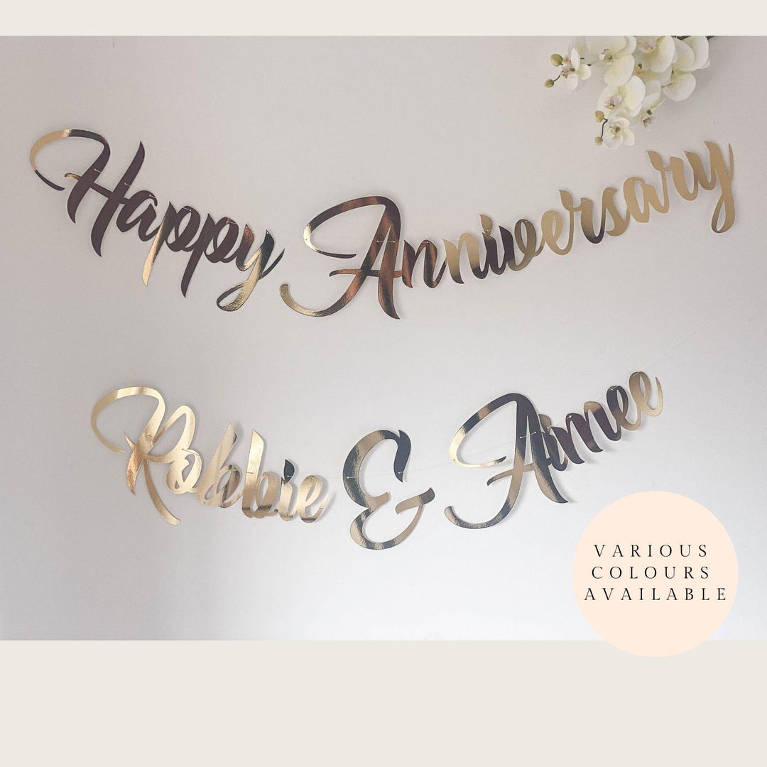 Personalised Happy Anniversary Banner. Custom Anniversary Party Decor ...