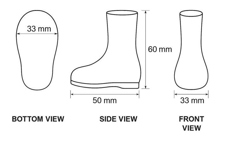 Mini Boot Pattern 5cm (T-12) | Printable PDF Template | DIY Mini Shoe ...