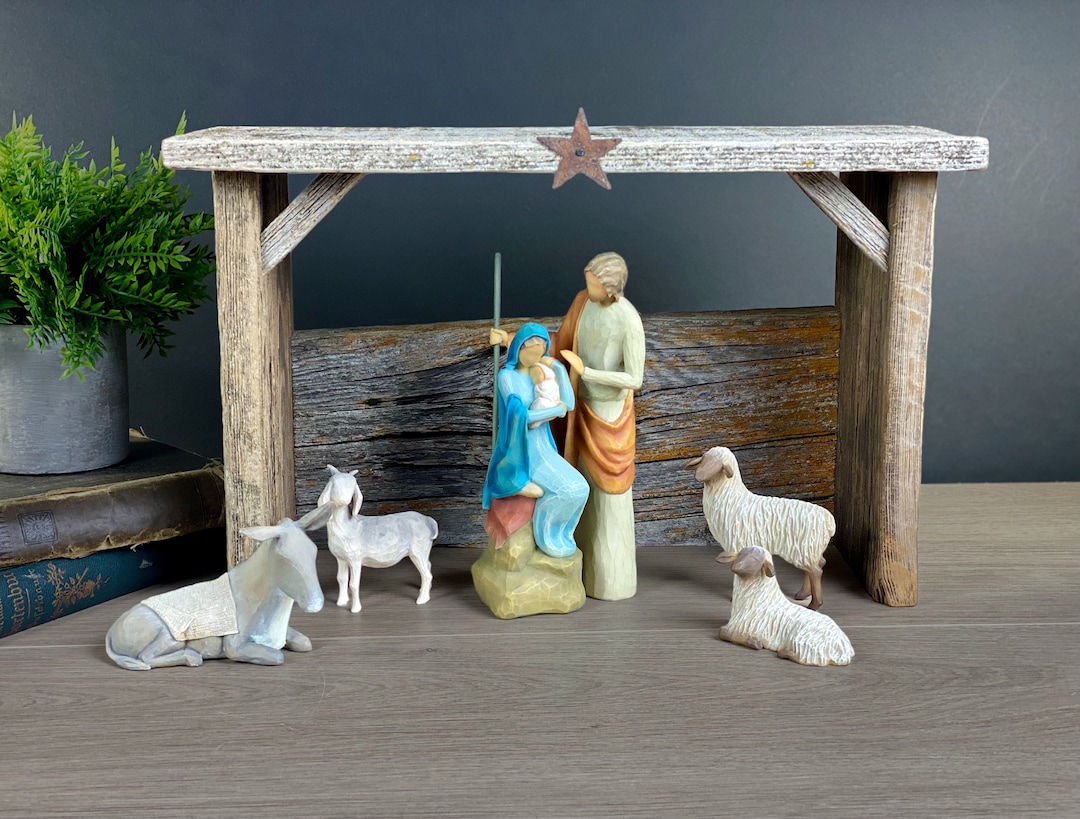 Design D06 FLAT ROOF Barn Wood Medium Nativity Rustic Shed Stable ...