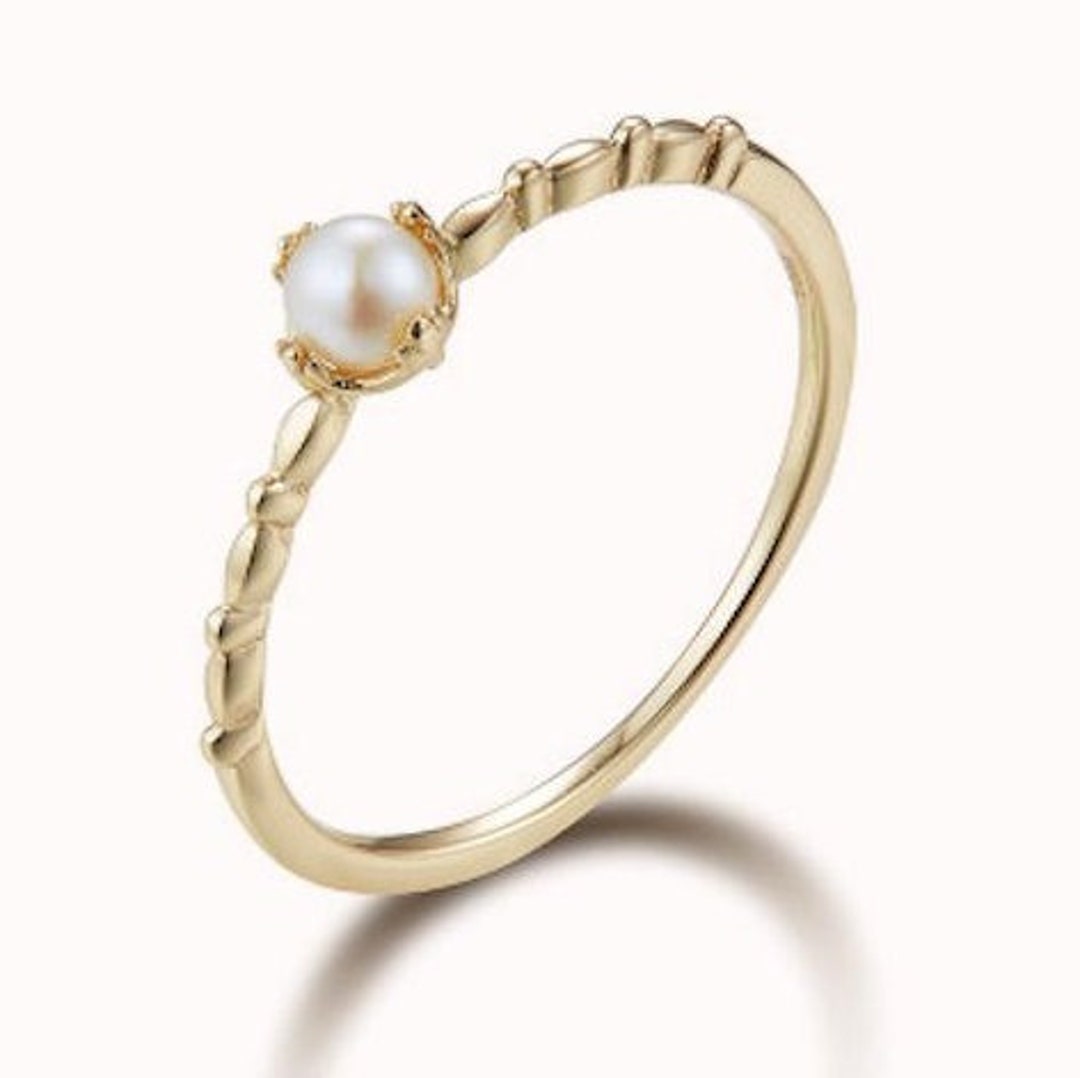 925 Silver Stacking Ring, 3mmpearl Ring, Anniversary Gift, Christmas ...