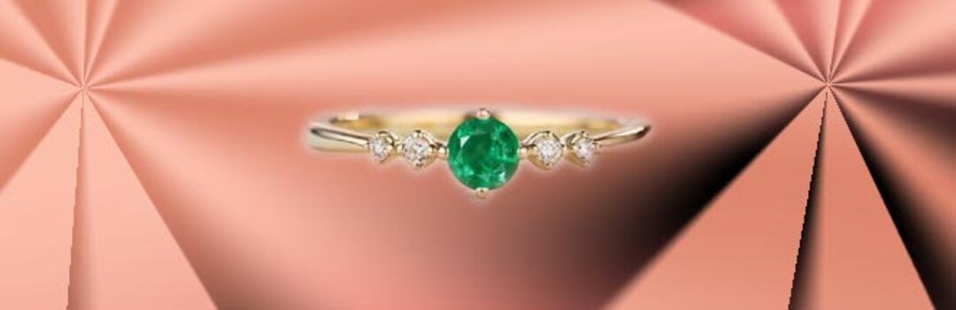 Minimalist Art Deco Emerald Engagement Ring 925 Silver Vintage Wedding ...