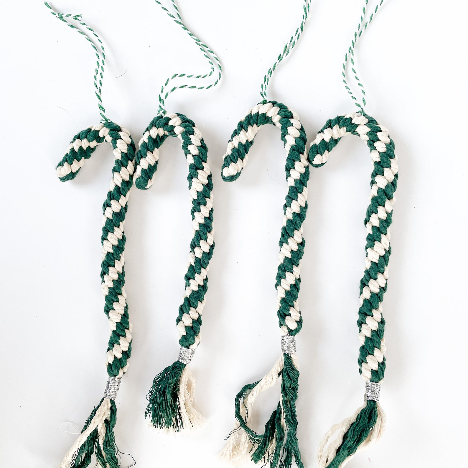 Boho Macrame Candy Cane Ornament - Etsy