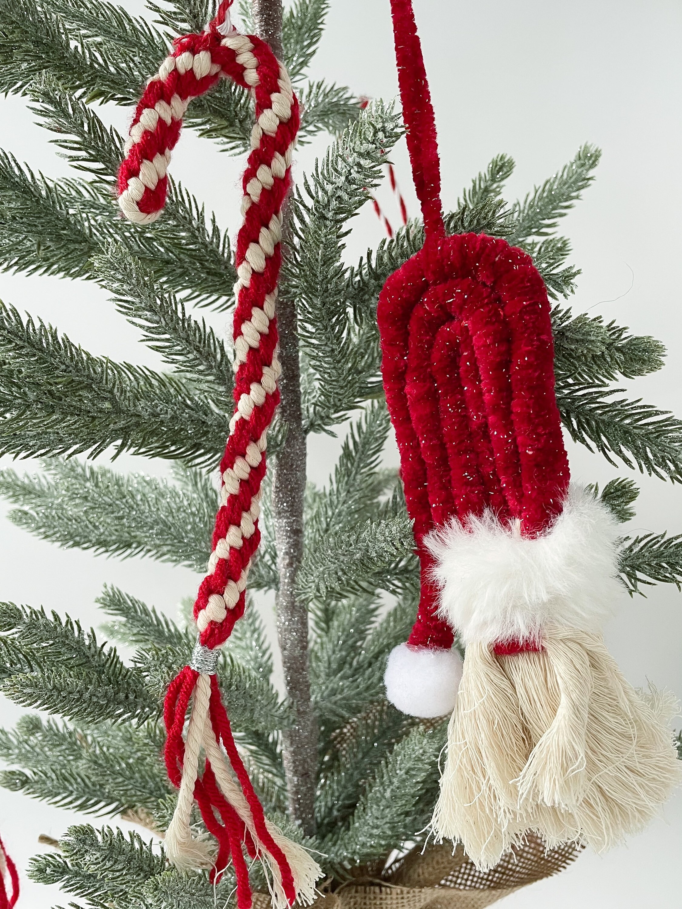 Boho Macrame Candy Cane Ornament - Etsy