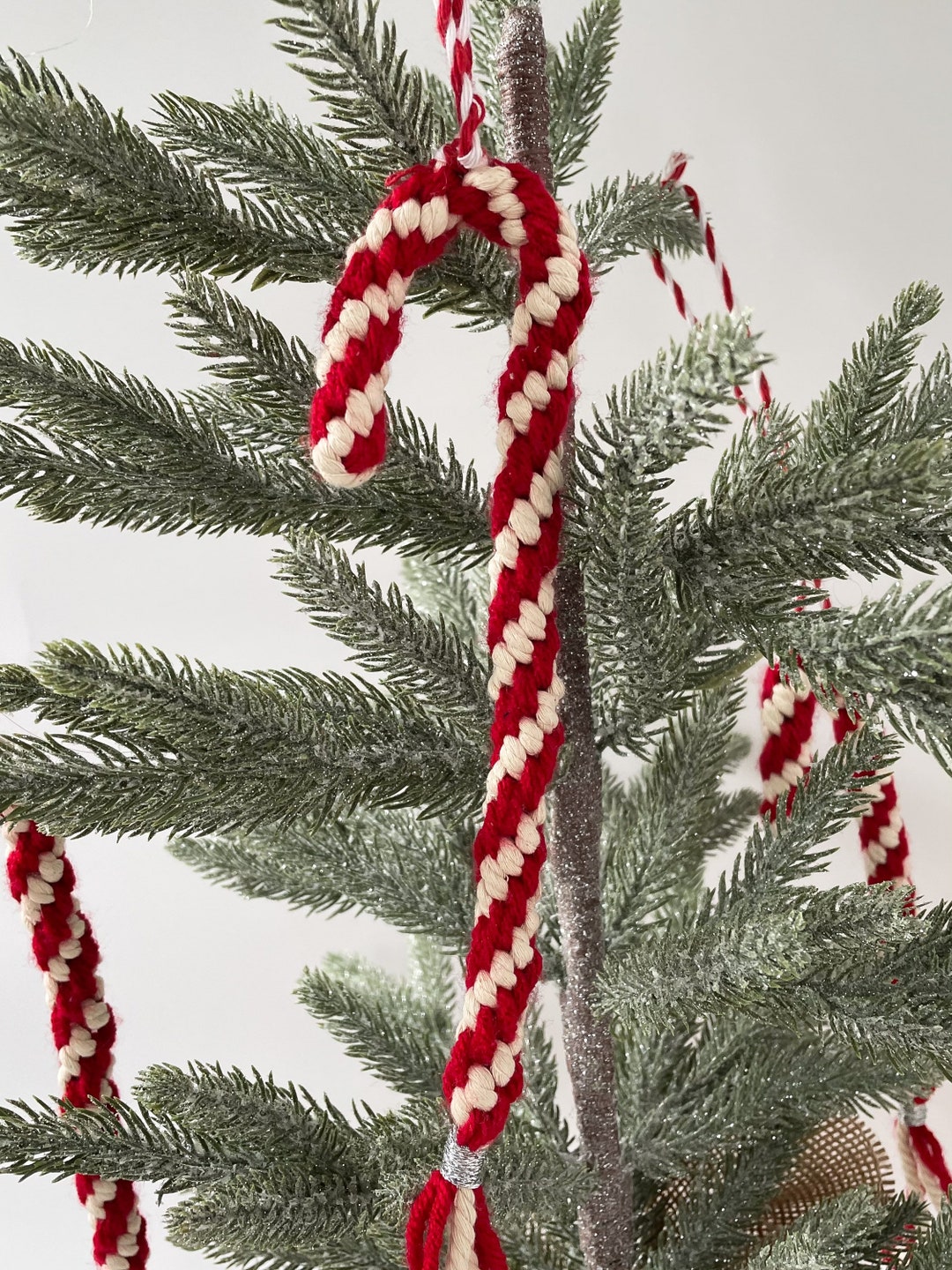 Boho Macrame Candy Cane Ornament - Etsy