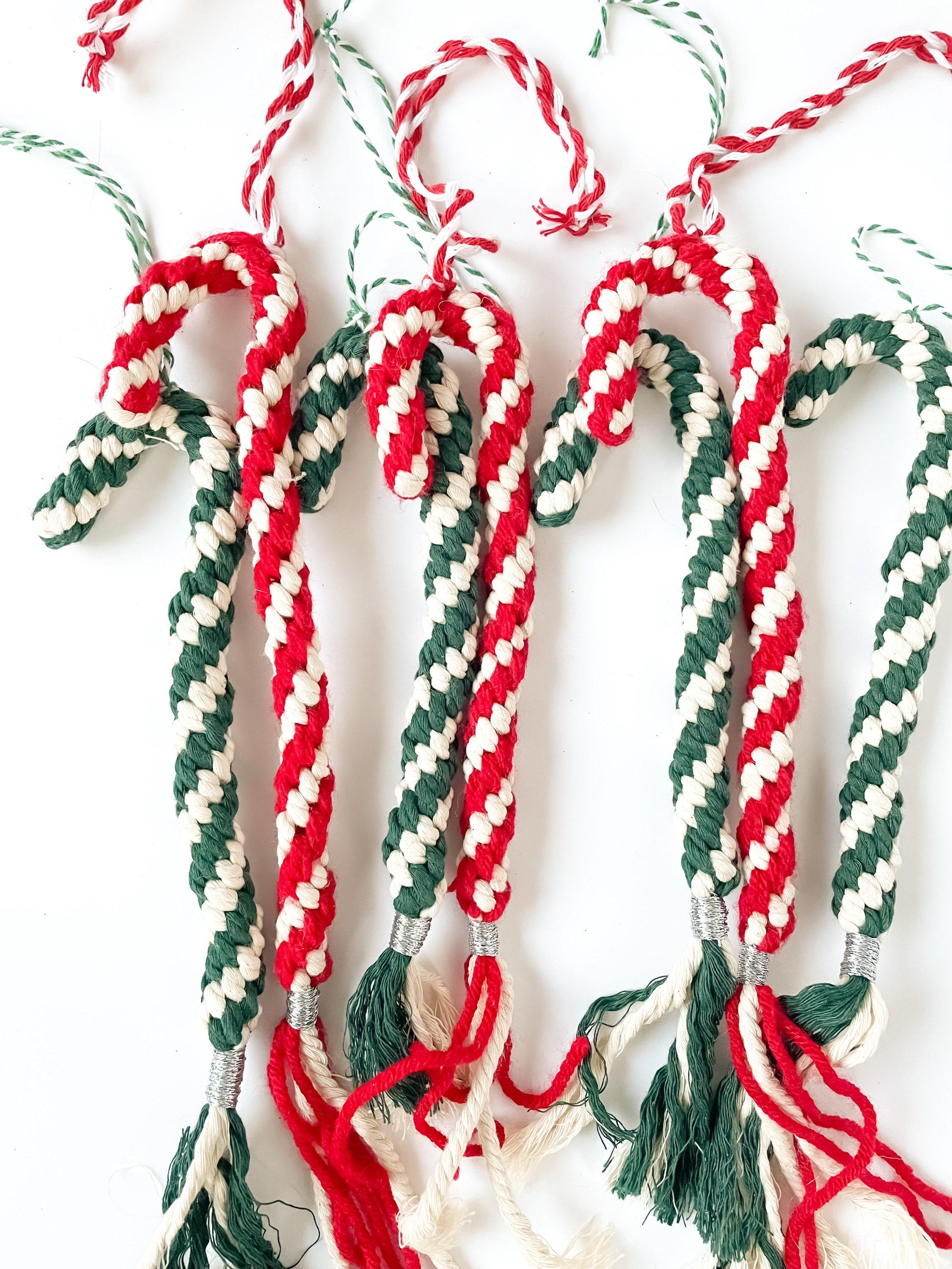 Boho Macrame Candy Cane Ornament - Etsy