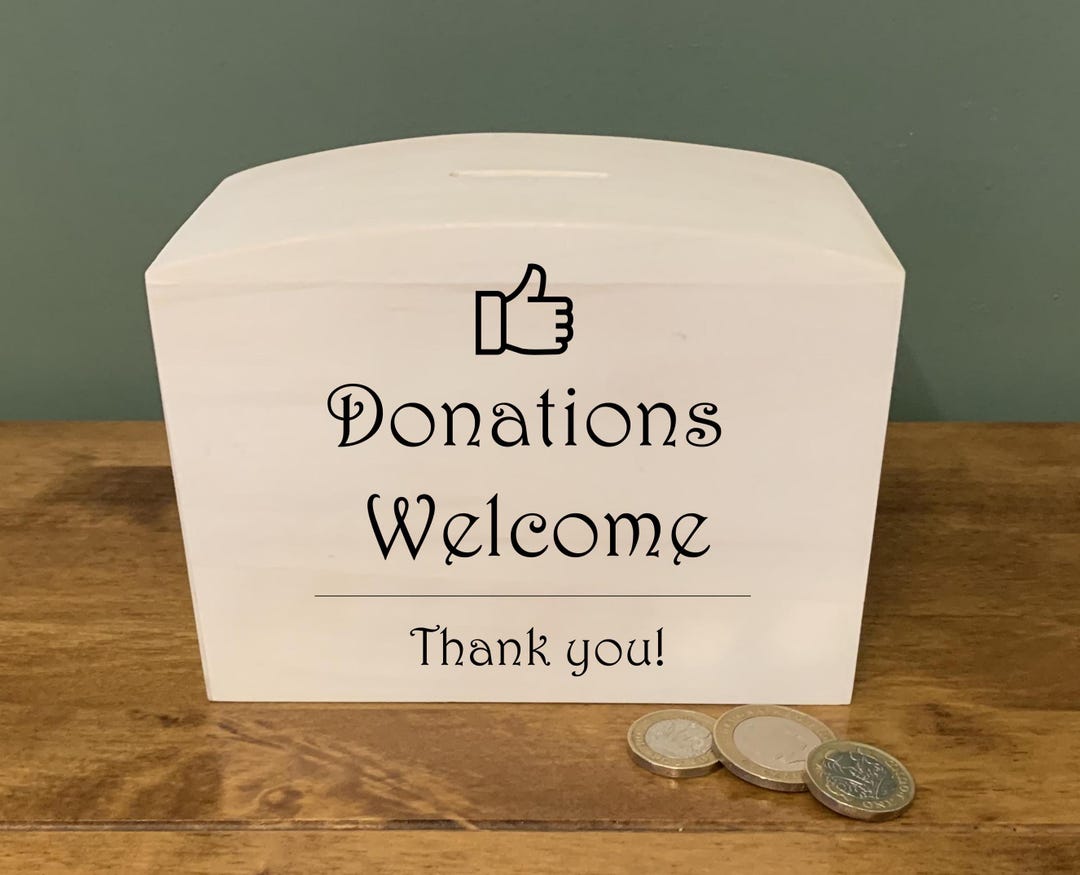 Engraved Wooden Donations Box, Charity Collection Money Box for Events ...