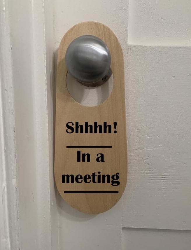 Home Office Wooden Door Handle Sign. in a Meeting, Do Not Disturb ...