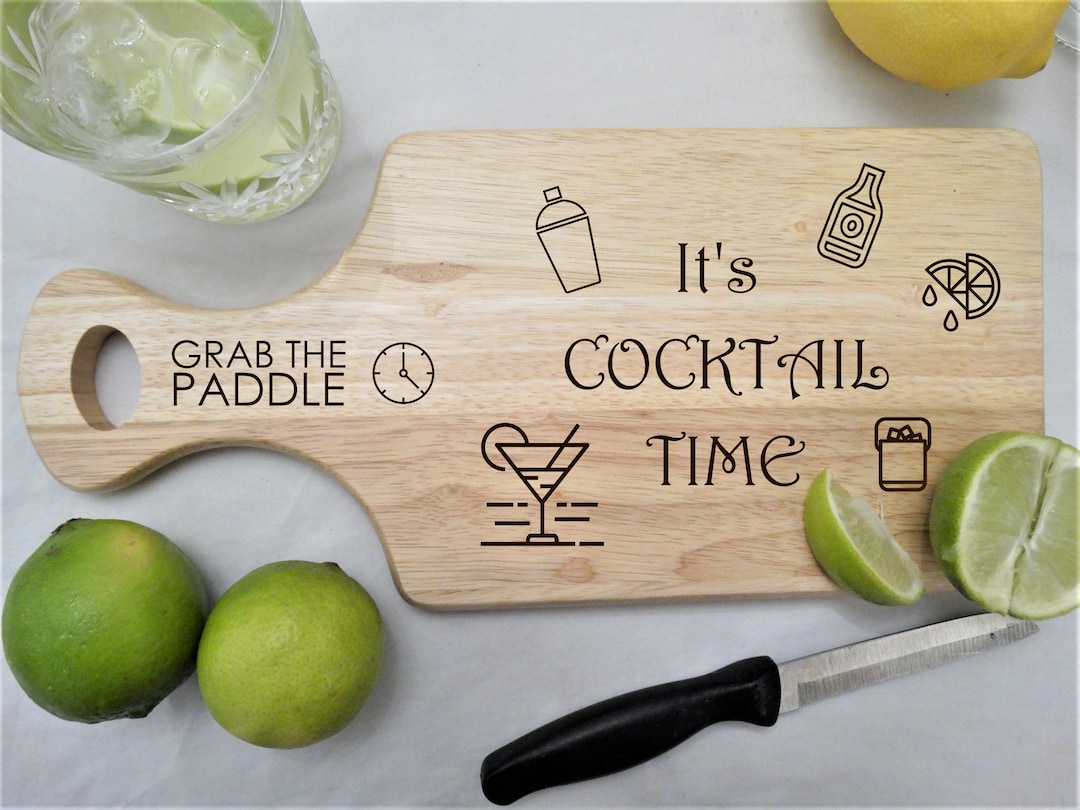 Cocktail Engraved Paddle Chopping Board Cocktail Time Design - Etsy