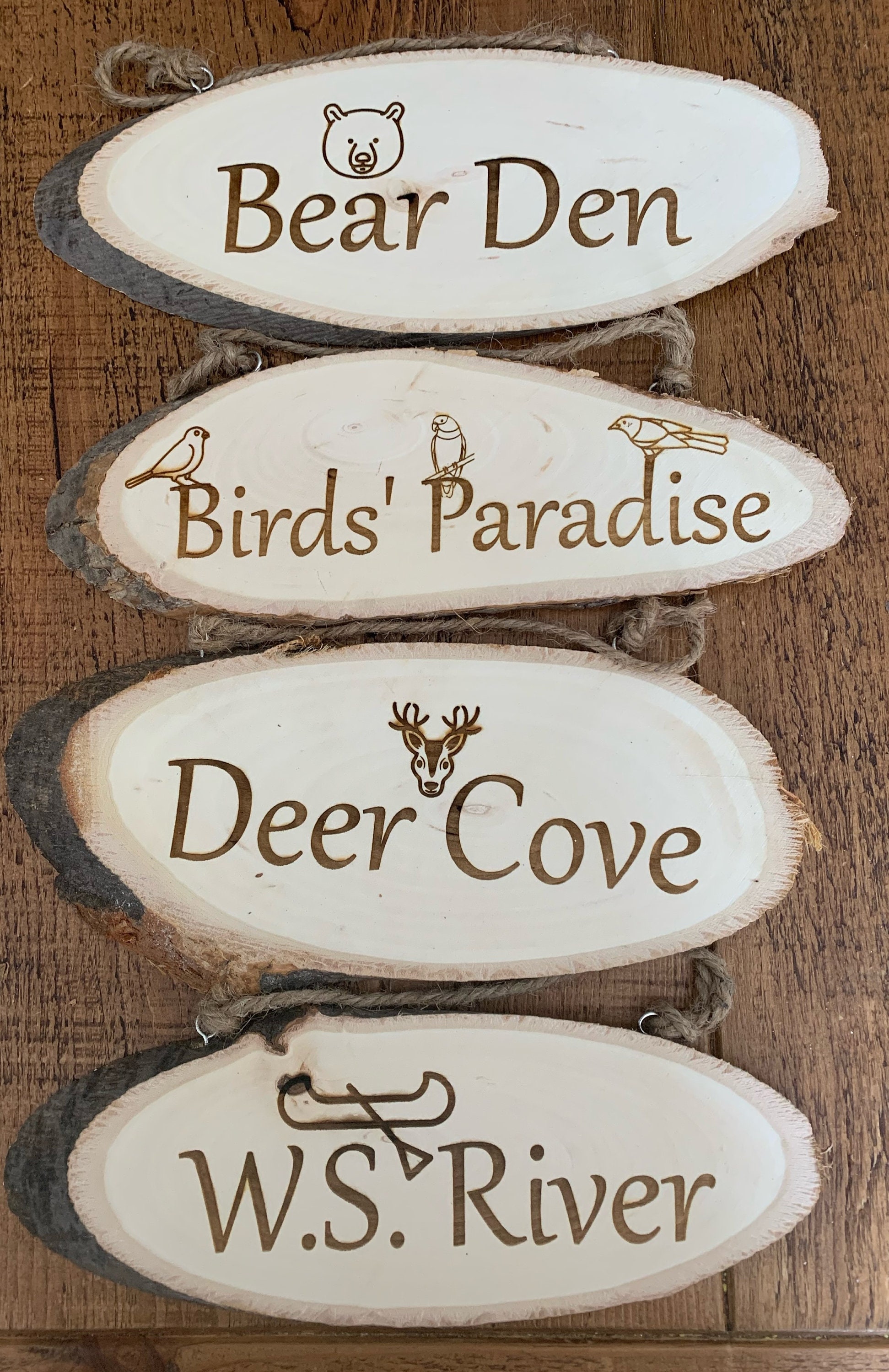 The Loo Sign- Natural Log Slice Hanging Door Sign. Bathroom/ Shower ...