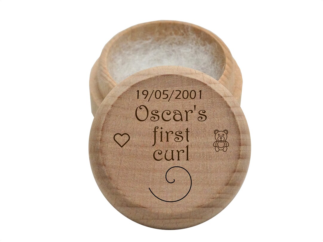 Baby's First Curl Box Solid Wood Box for Their First Haircut, Engraved ...