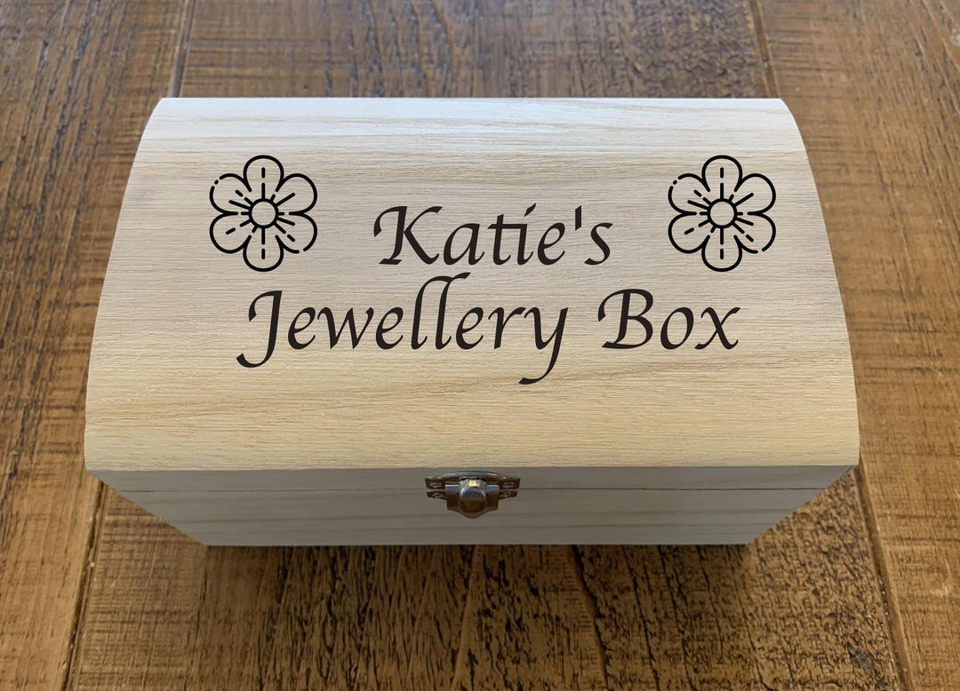 Personalised Wooden Jewellery/jewelry Box- Engraved With a Name of Your ...