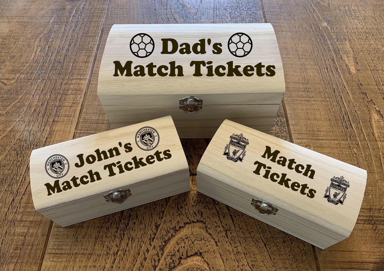 Personalised Wooden Ticket Box, Engraved Keepsake, Football & Concert ...