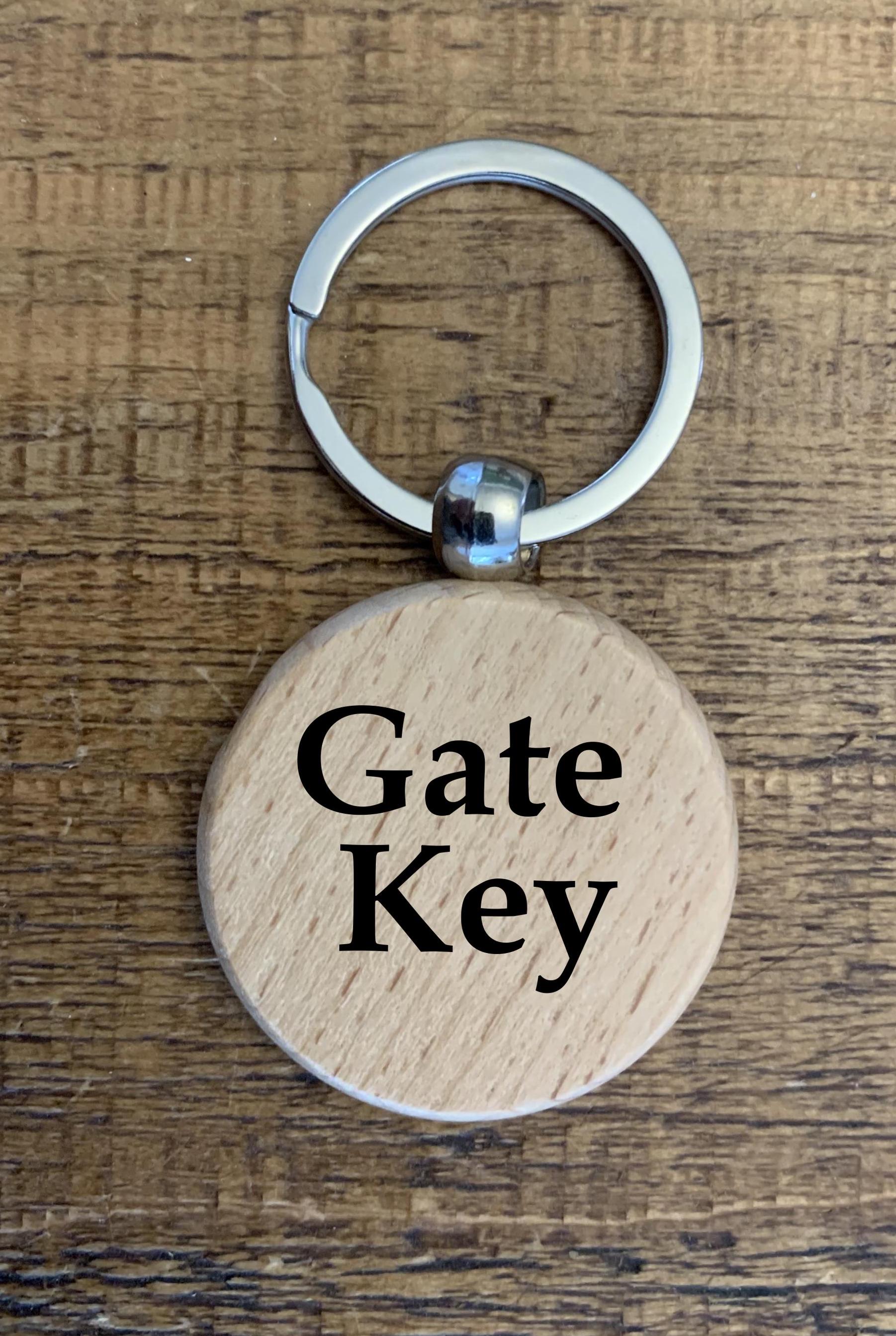 Door Key- Personalised Engraved Circular Solid Wood Keyring for Your ...