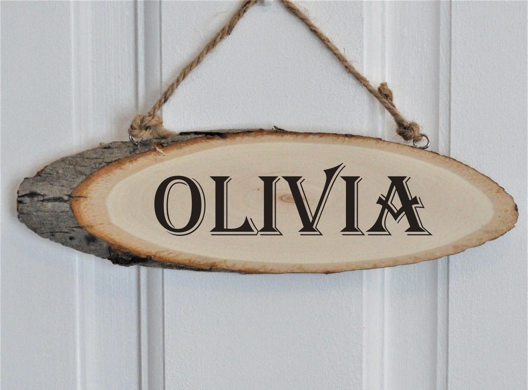 Any Name and Font on Personalised Log Slice Hanging Door Plaques\sign ...