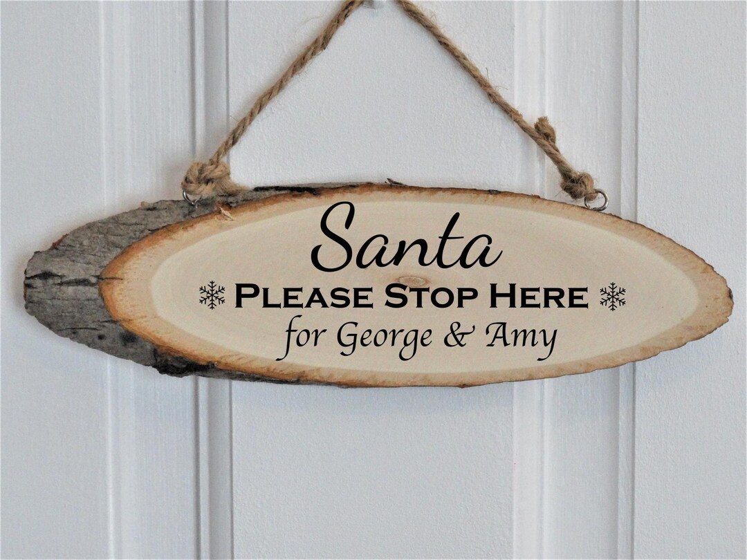 Santa 'please Stop Here' Sign Personalised, Christmas Eve, Santa Claus ...