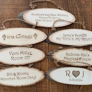 Classroom/ School Signs- Personalised Log Slice Hanging Door Plaques ...