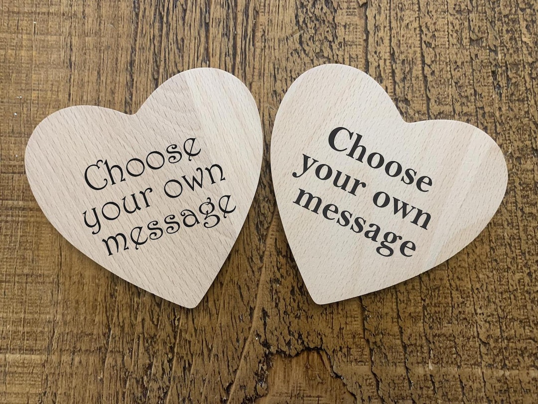 Quality Heart-shaped Wooden Coaster, Personalised With Your Own Unique ...