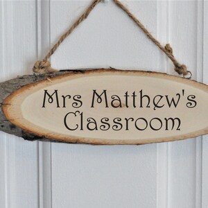 Classroom/ School Signs- Personalised Log Slice Hanging Door Plaques ...