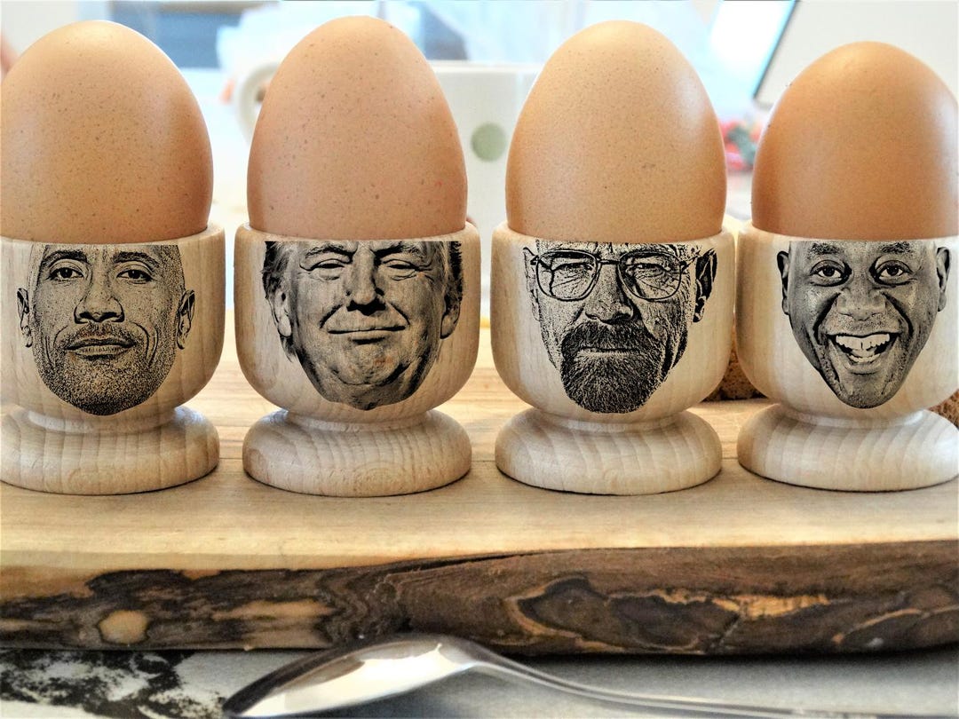Have ANY BALD FACE Engraved on Wooden Egg Cup! Easter Gift Idea. A ...