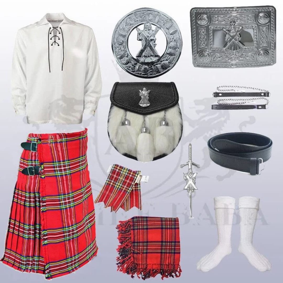 Scottish Kilt Set Jacobite Shirt Kilt Outfit Handmade Tartan - Etsy