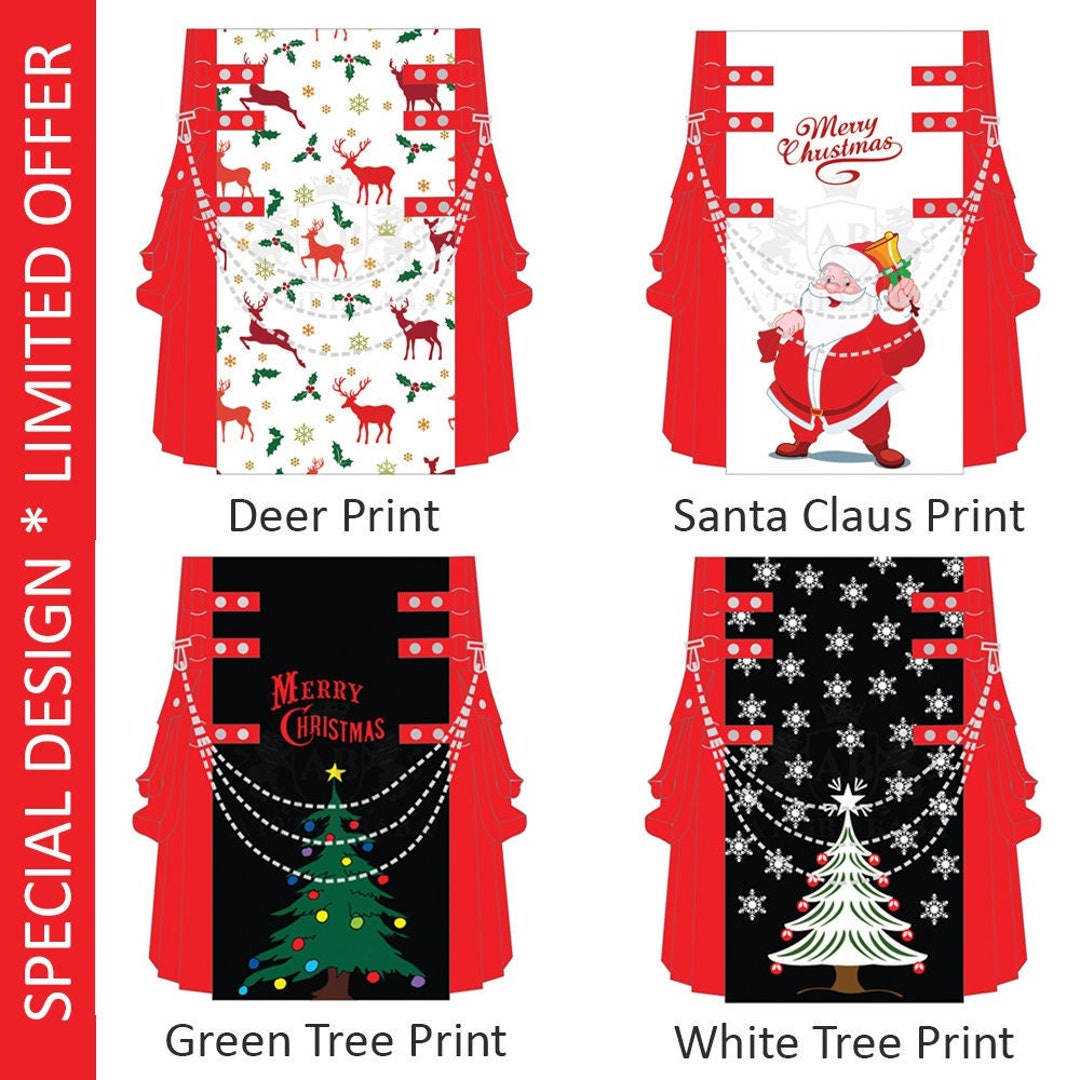 Unisex Christmas Kilt Red Modern Kilt Santa Claus Kilt Skirt - Etsy