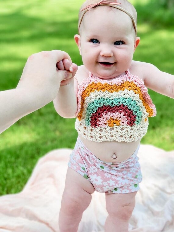 Baby Boho Rainbow Halter Top for Kids Crochet Crop Top - Etsy