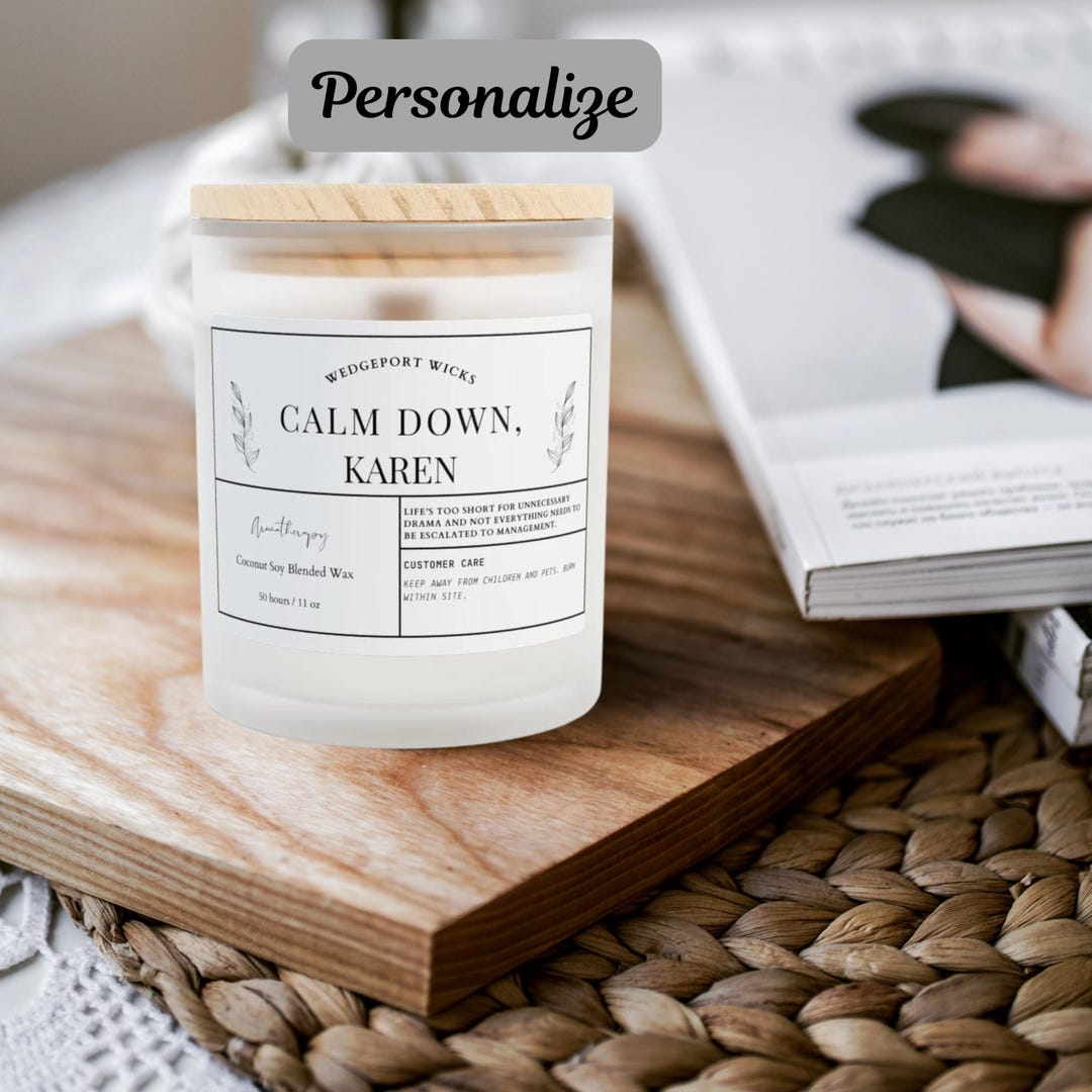 Personalized Calm Down Frosted Glass Candle(11oz), Custom Candle, Funny ...