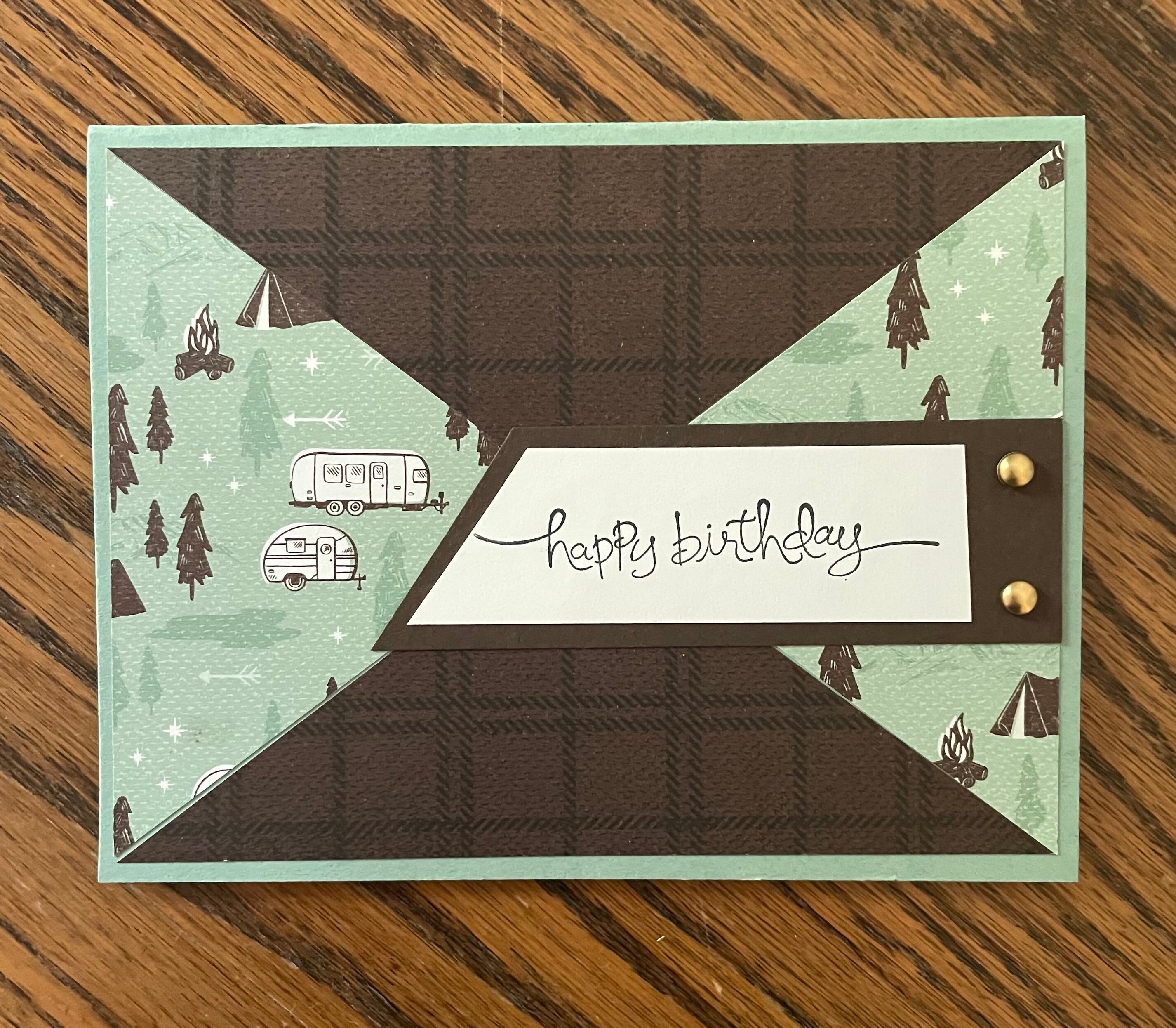 Birthday Card With Camping Theme Printed Paper. - Etsy