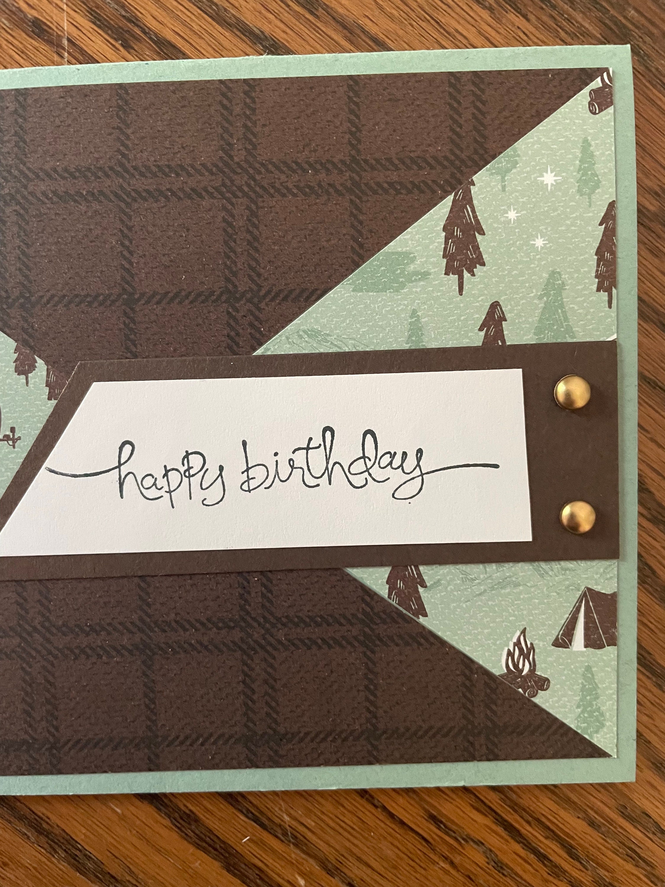 Birthday Card With Camping Theme Printed Paper. - Etsy