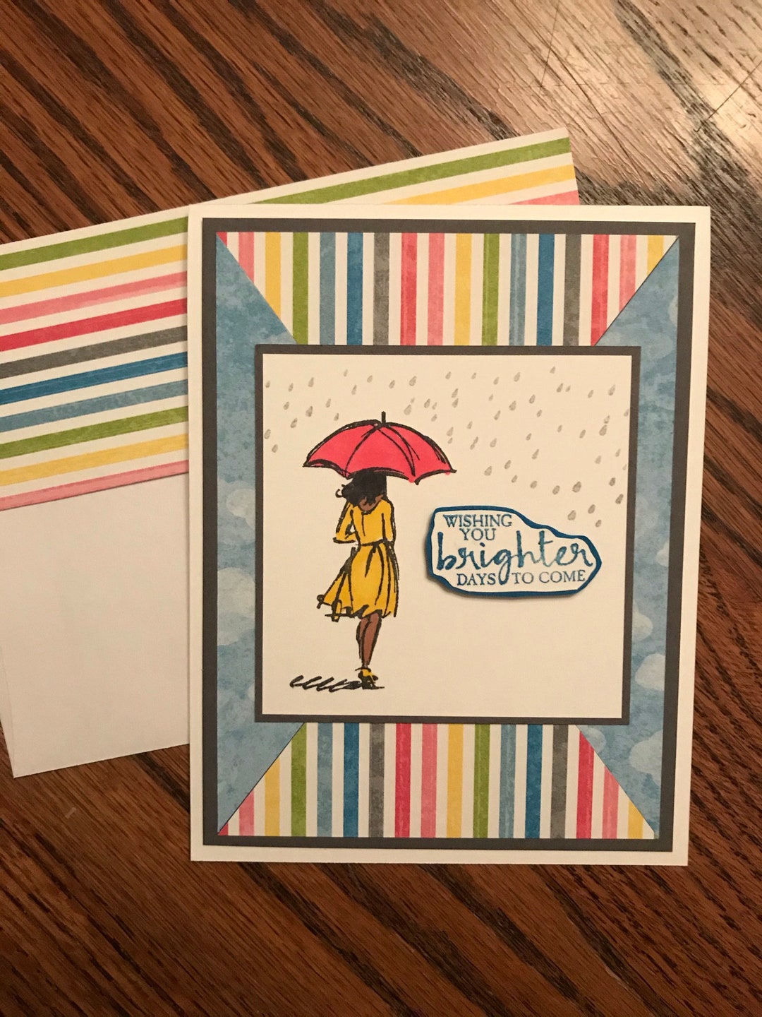Cheery Brighter Days Ahead Card With Rainbow Stripes and Cloud Designs ...
