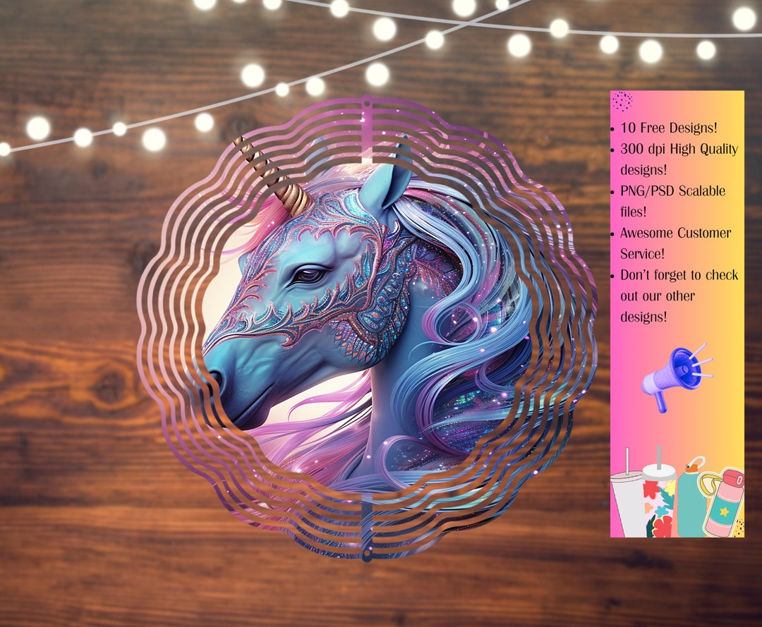 Unicorn Wind Spinner Design, Unicorn Sublimation Wind Spinner, Wind Spinner Design Wrap ...