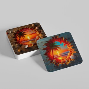 Beach Life Coasters PNG | Beach Square Coaster or Round Coaster Png ...