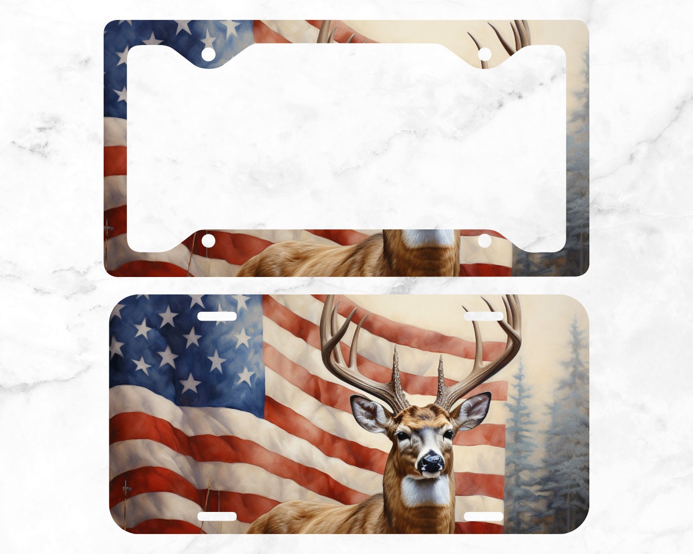 Deer Hunting American Flag License Plate | Patriotic Sublimation Design ...