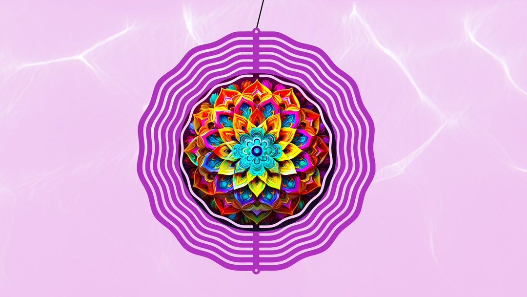 Mandala Wind Spinner PNG, 3D Mandala Wind Spinner Sublimation Design ...