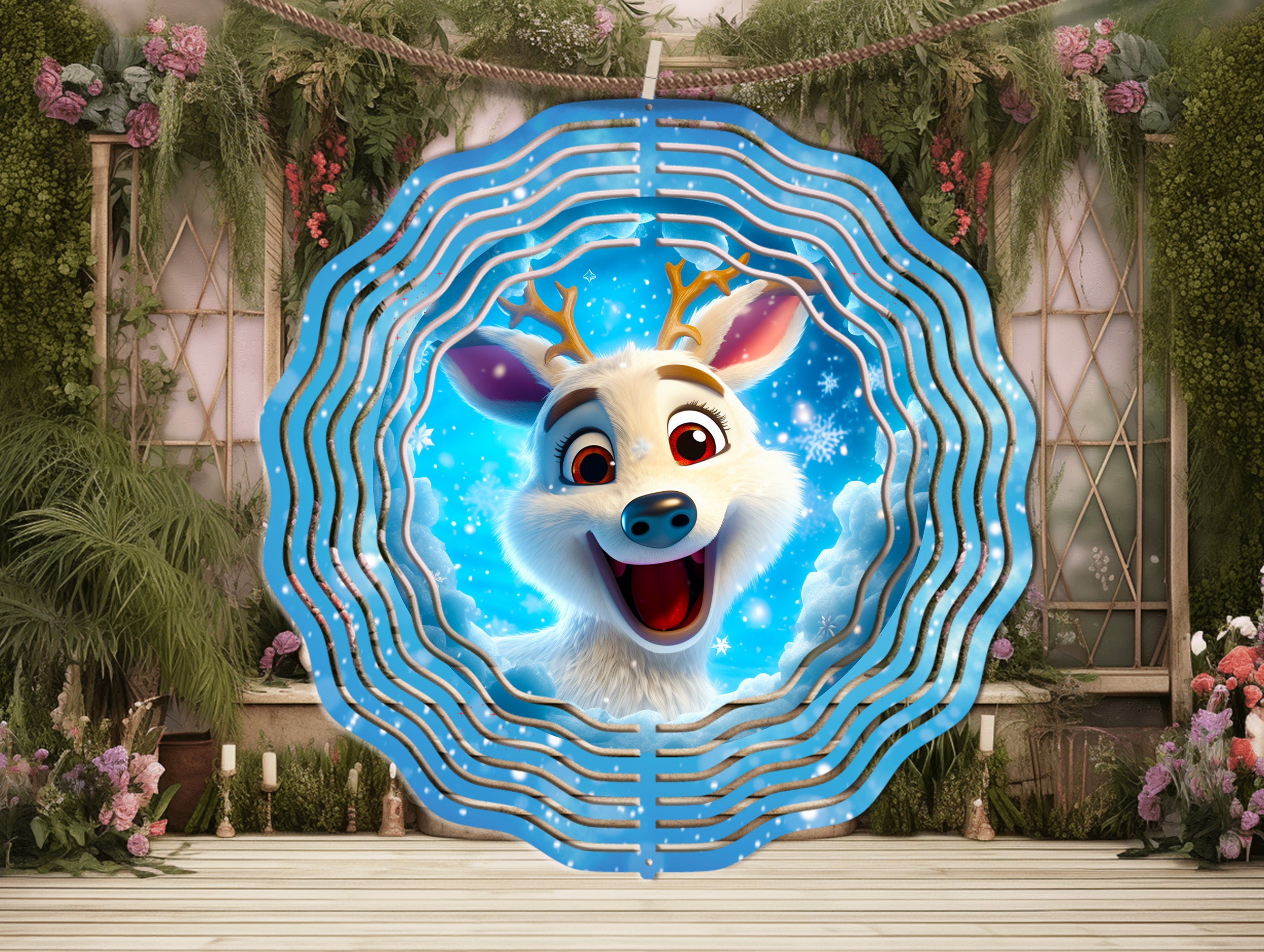 Reindeer Christmas Spinner Sublimation Designs | Reindeer PNG Art ...
