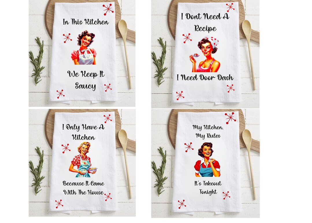 Kitchen Towel Bundle Sublimation Designs | Vintage Kitchen Tea Towel ...