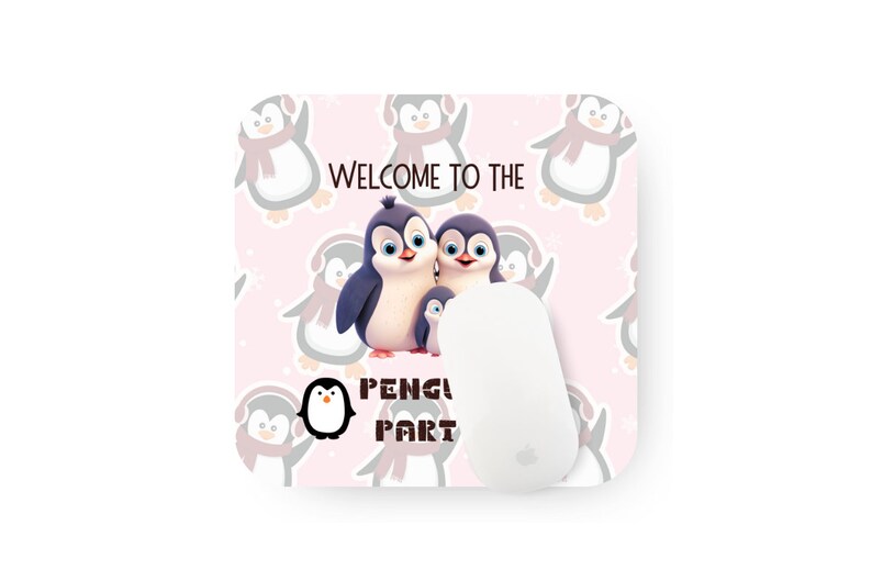 Penguin Mouse Pad Penguin PNG Mouse Pad Sublimation Square - Etsy