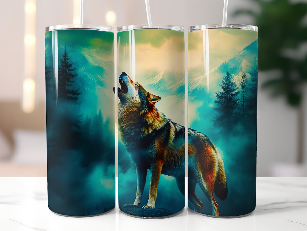 Wolf Skinny Tumbler Wrap | Seamless Wolf Tumbler PNG | Wolf Sublimation ...