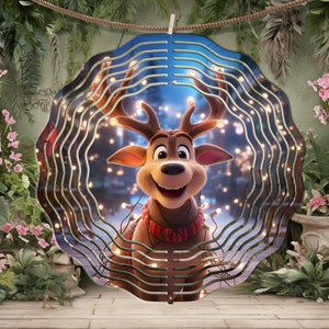 Reindeer Christmas Spinner Sublimation Designs Reindeer PNG Art ...