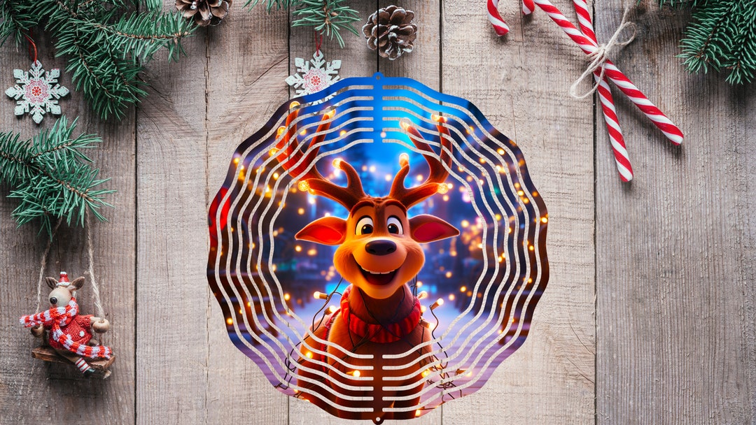 Reindeer Christmas Spinner Sublimation Designs | Reindeer PNG Art ...