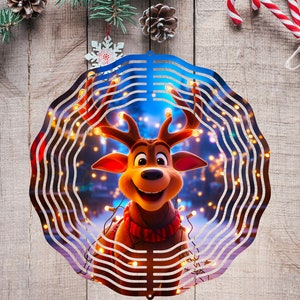 Reindeer Christmas Spinner Sublimation Designs | Reindeer PNG Art ...